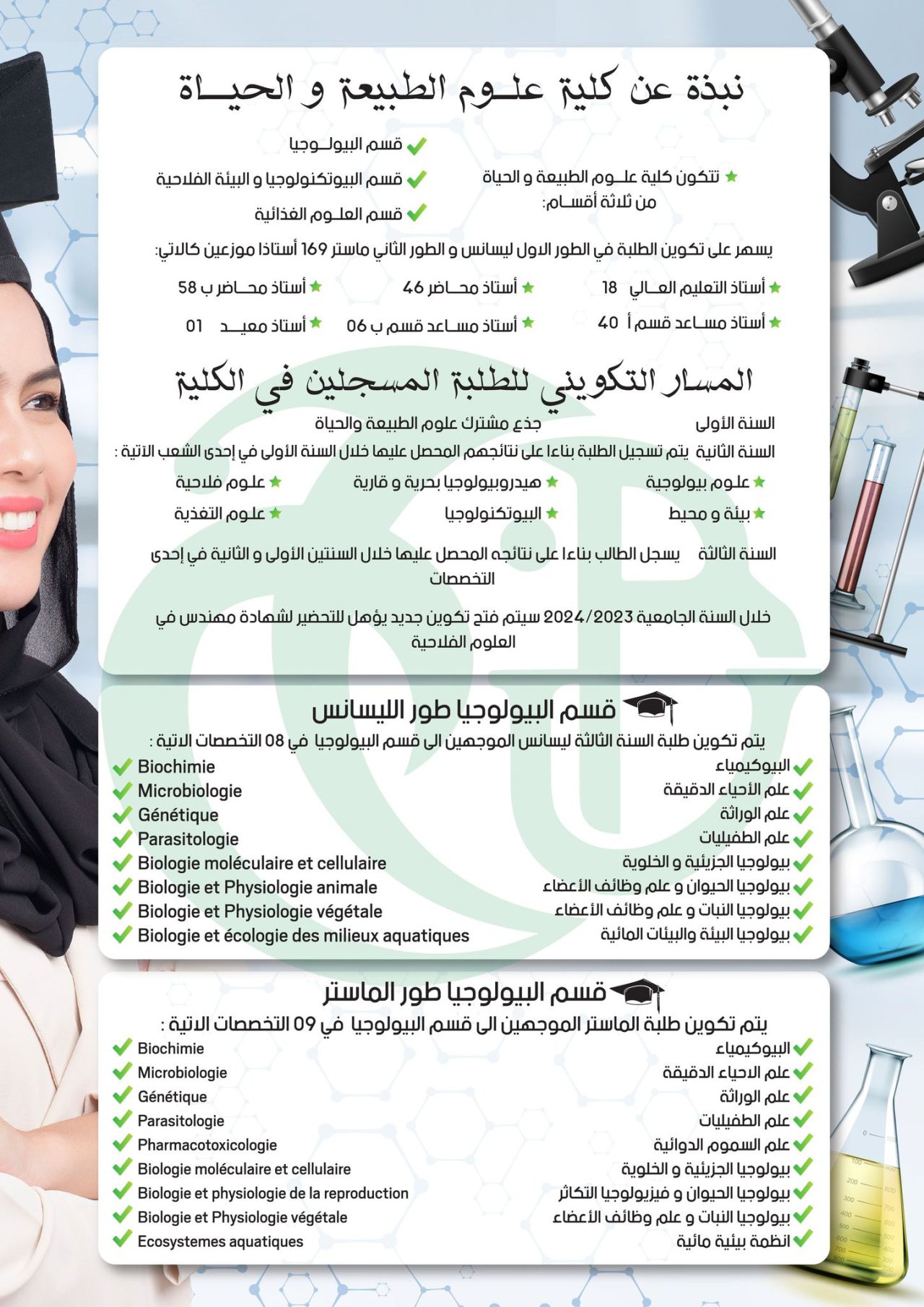 SNV Blida1 教师可用专业 2023-2024 - Blida 1 University