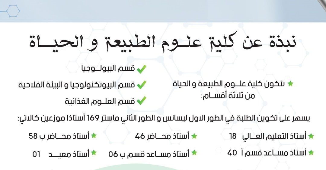 SNV specialties - Blida 1 University