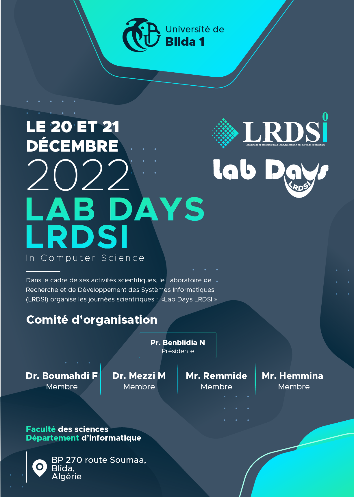 Journées Scientifiques “Lab Days LRDSI” - Université Blida 1